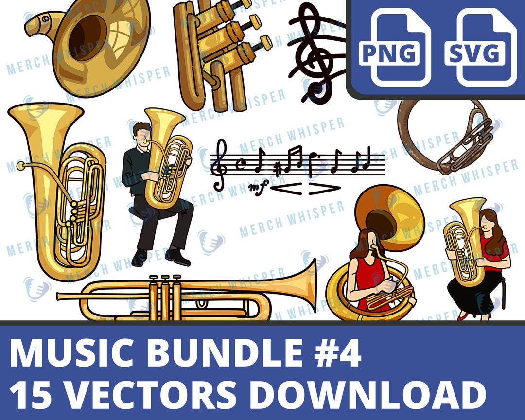 Music SVG Bundle for Shirts // Sousaphone PNG Sublimation Files ...