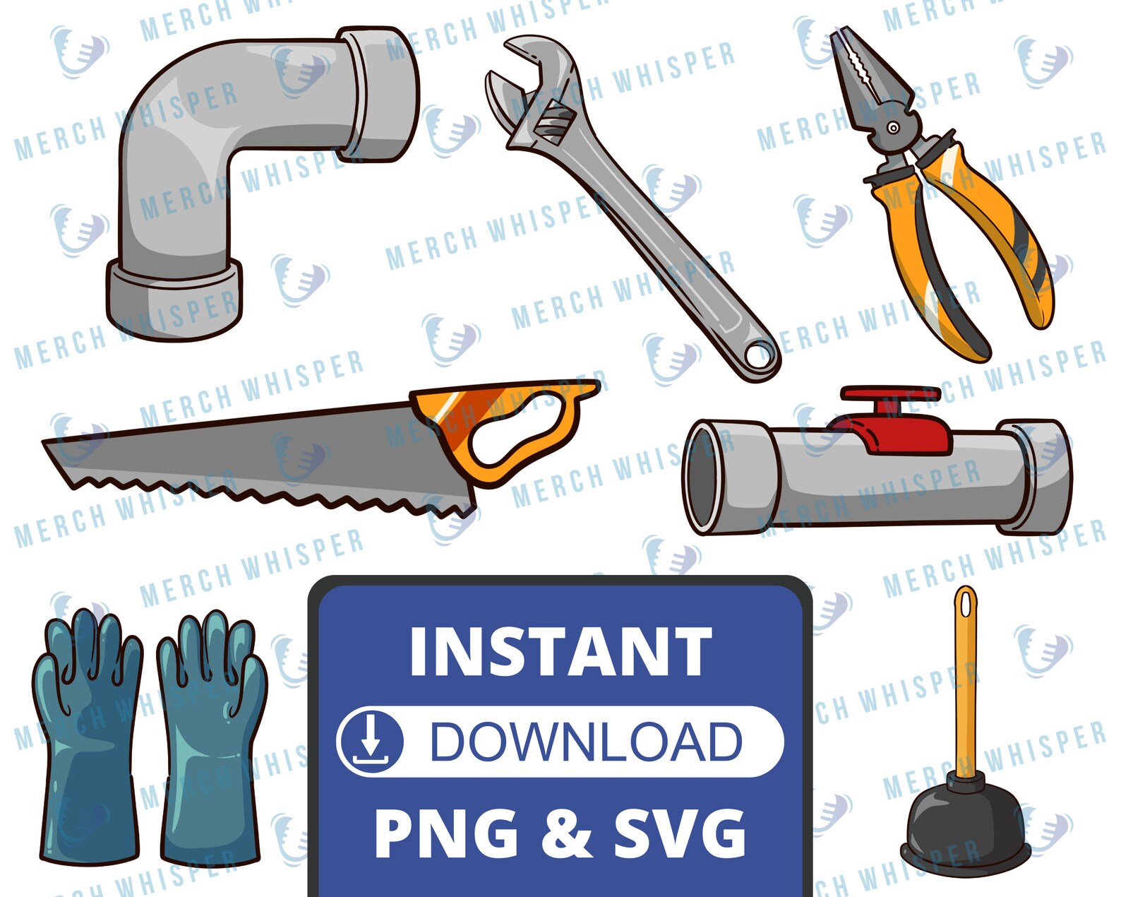 Plumbing SVG Bundle for Shirts // Tools PNG Sublimation Files ...