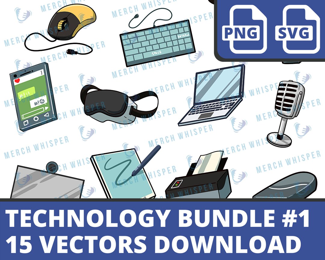 15 Technology PNG Bundle, Gaming SVG Files for Cricut, Tech Support ...