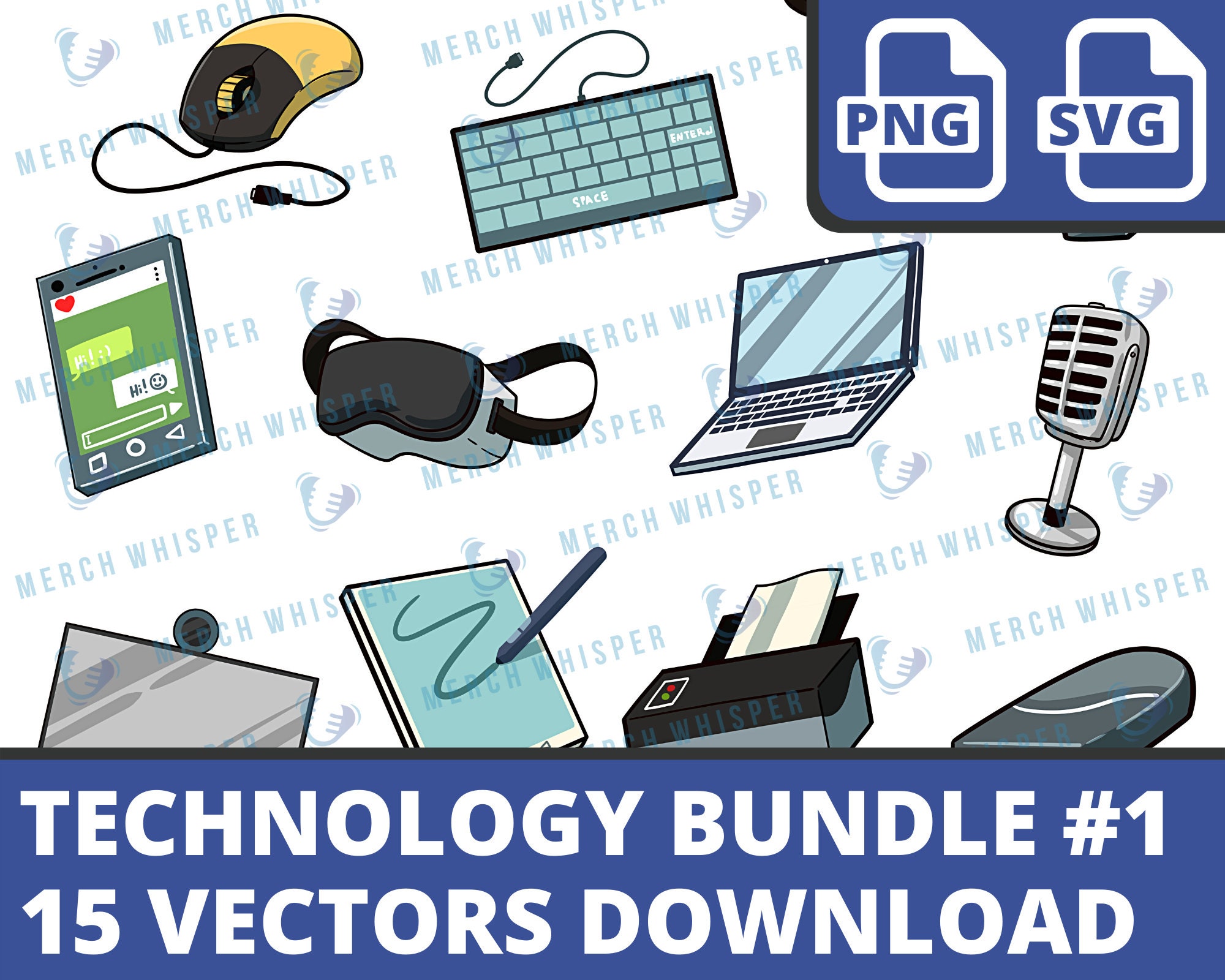 15 Technology PNG Bundle, Gaming SVG Files for Cricut, Tech Support ...