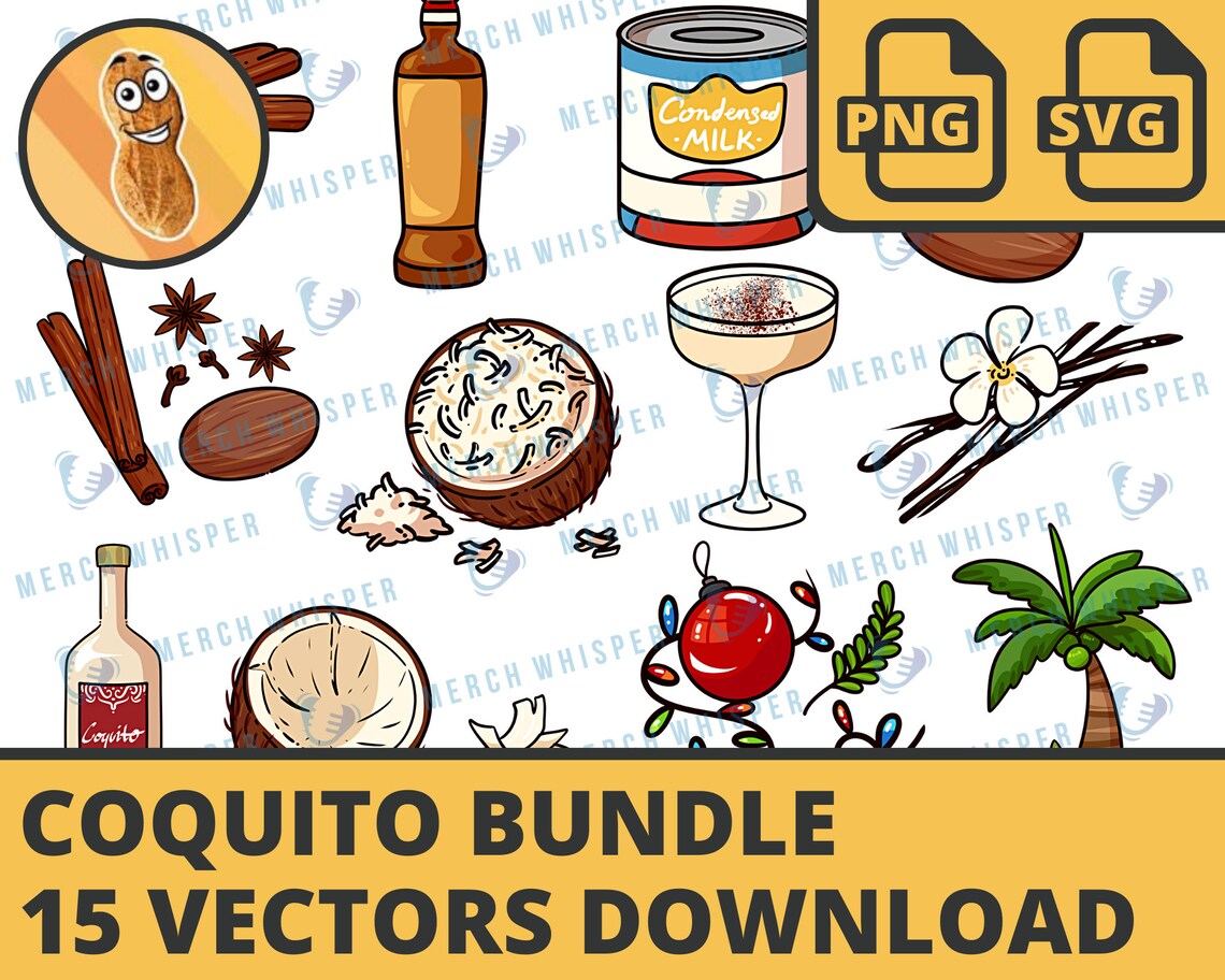 Coquito SVG Bundle for Shirts // Puerto Rico PNG Sublimation Files ...