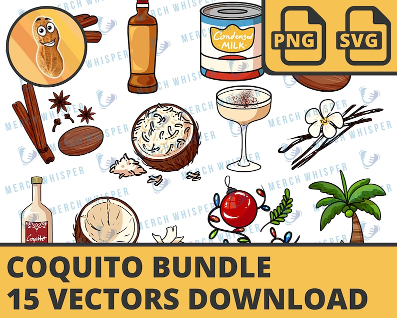 Coquito SVG Bundle for Shirts // Puerto Rico PNG Sublimation Files ...