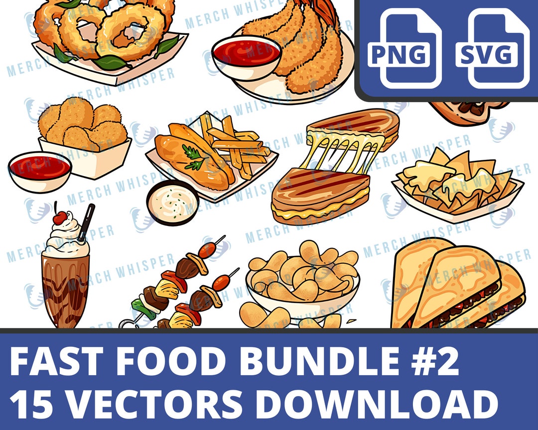 Fast Food SVG Bundle for Shirts // Junk Food PNG Sublimation Files ...