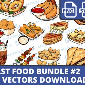 Fast Food SVG Bundle for Shirts // Junk Food PNG Sublimation Files ...