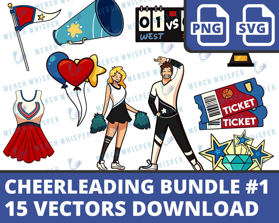 Cheerleader SVG Bundle for Shirts // Cheerleading PNG Sublimation Files ...