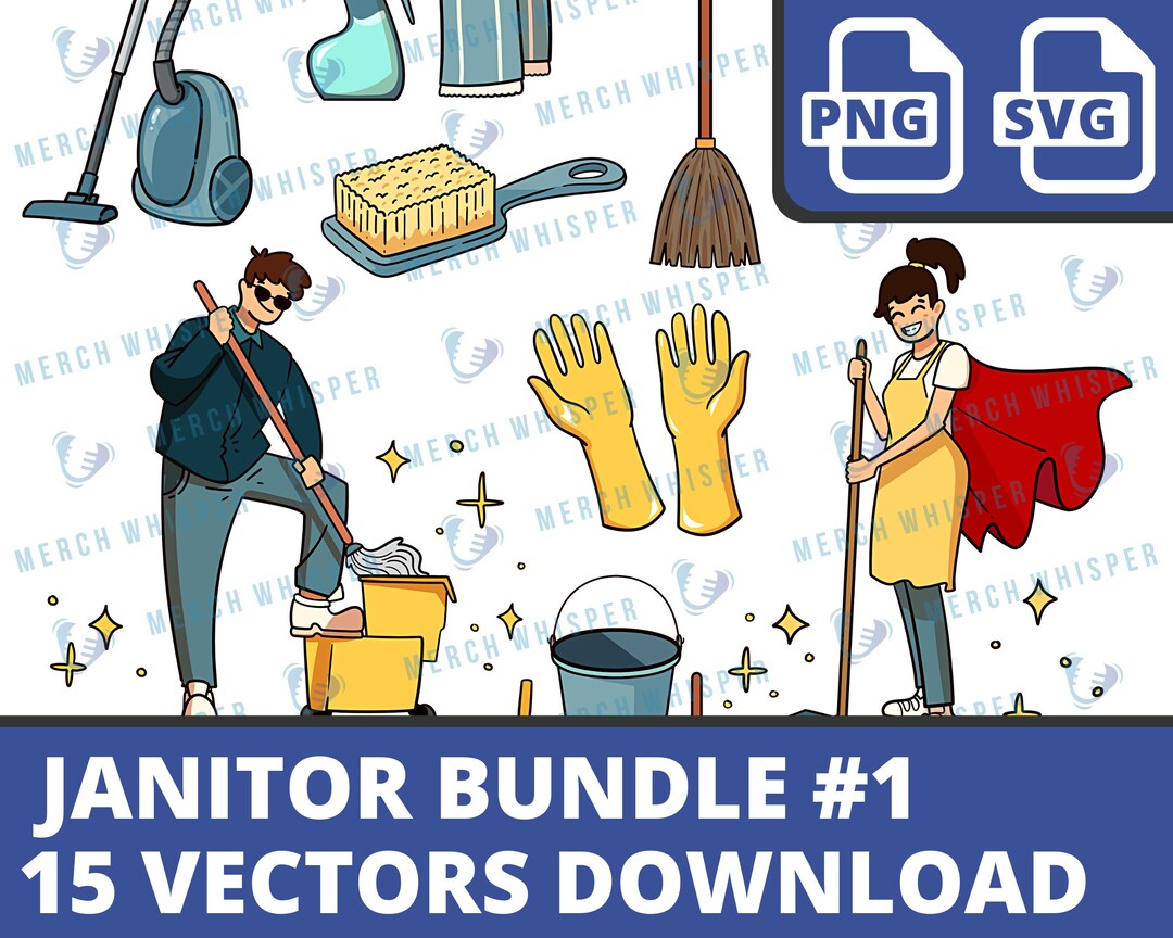 Janitor SVG Bundle for Shirts // Custodian PNG Sublimation Files ...