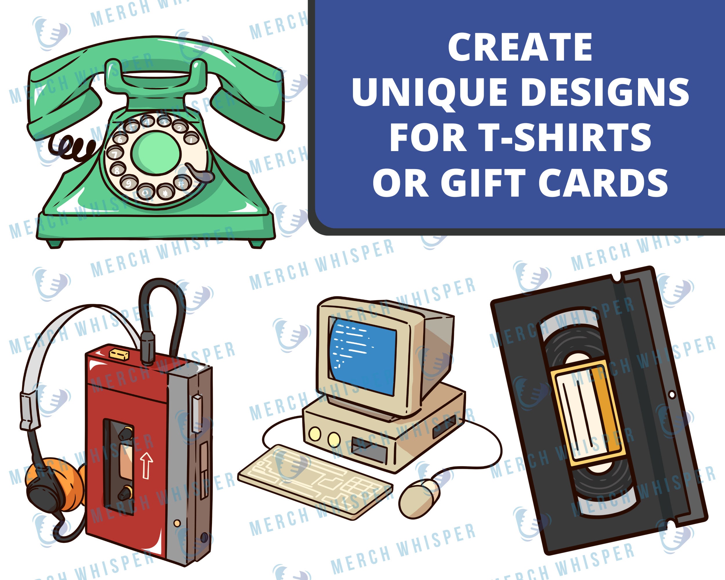 Retro Technology SVG Bundle for Shirts // 80s Electronics PNG ...