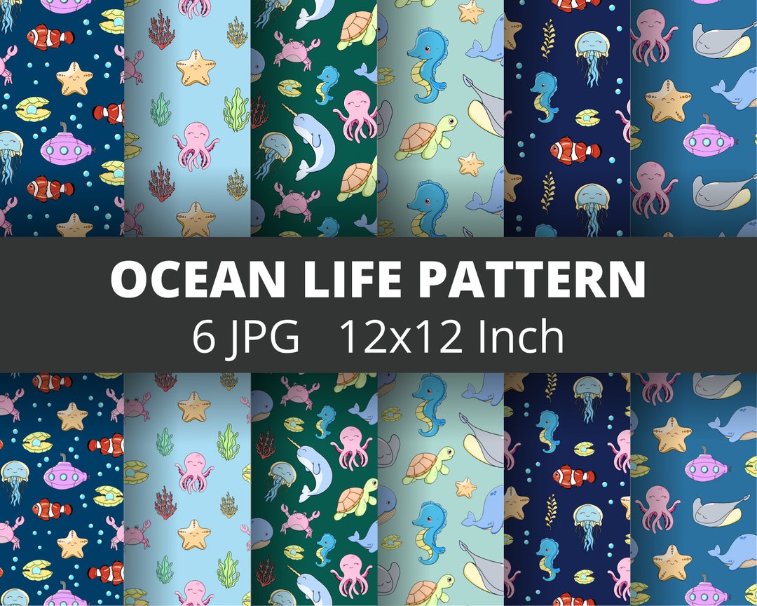 Sea Animals Pattern Bundle // Ocean Life Tumbler Designs // Under the ...
