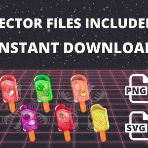 6 Ice Pop SVG Bundle, Summer Ice Cream Clipart PNG, Fruit Popsicle ...