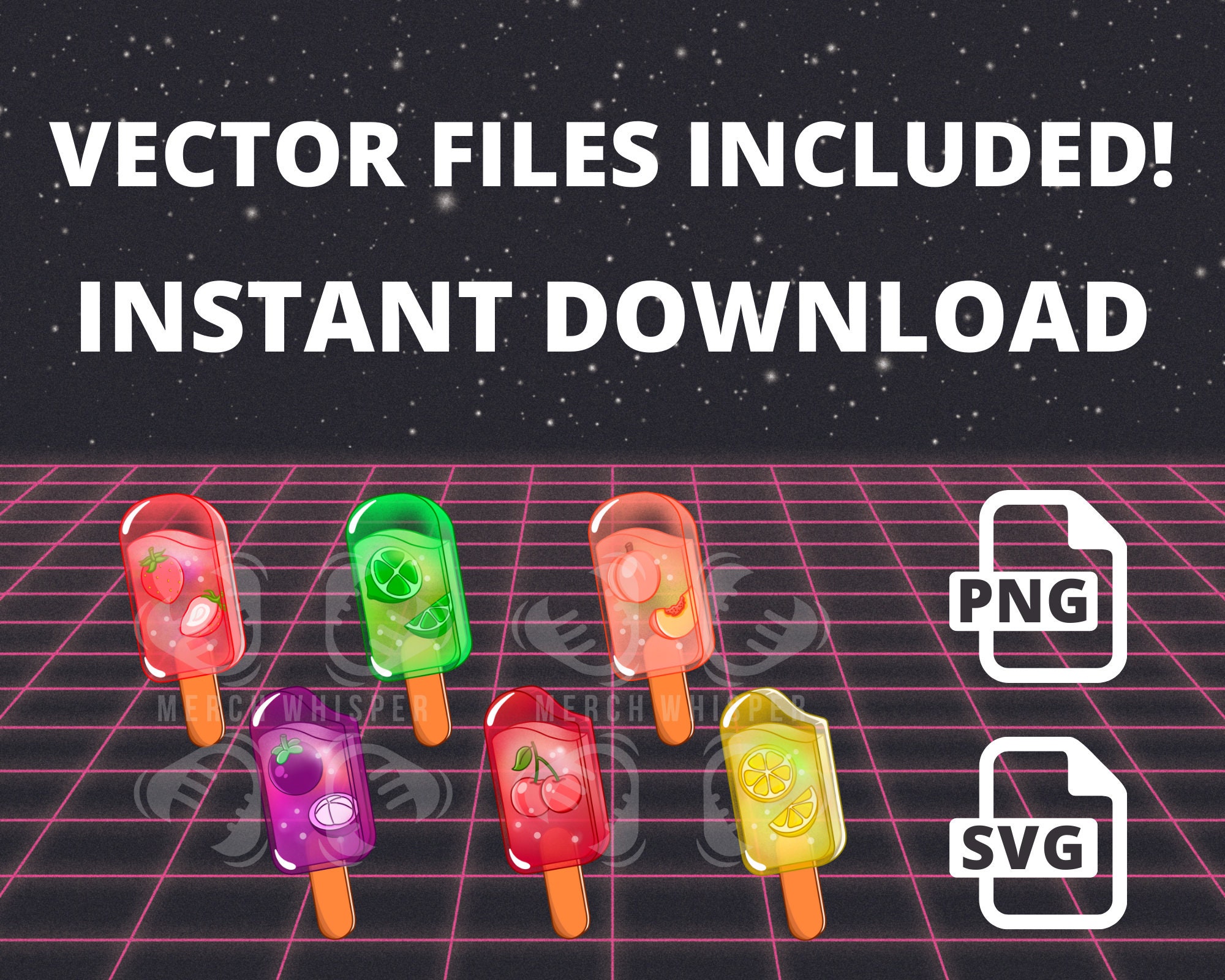 6 Ice Pop SVG Bundle, Summer Ice Cream Clipart PNG, Fruit Popsicle ...