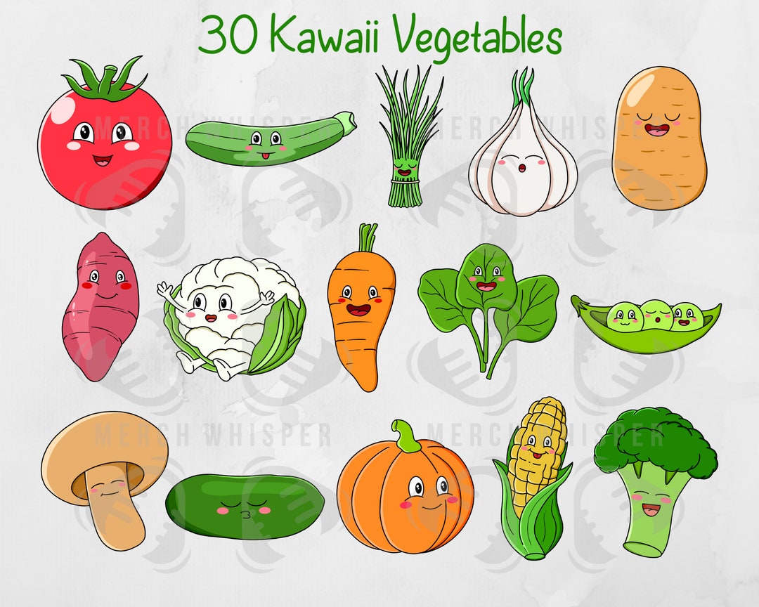 Kawaii Veggies SVG Bundle for Shirts // Cute Vegan PNG Sublimation ...