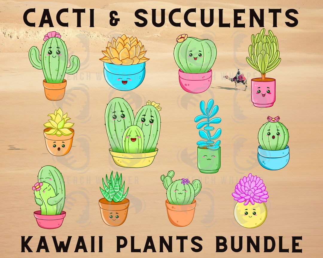 Kawaii Plants SVG Bundle for Shirts // Kawaii Cactus Files for ...