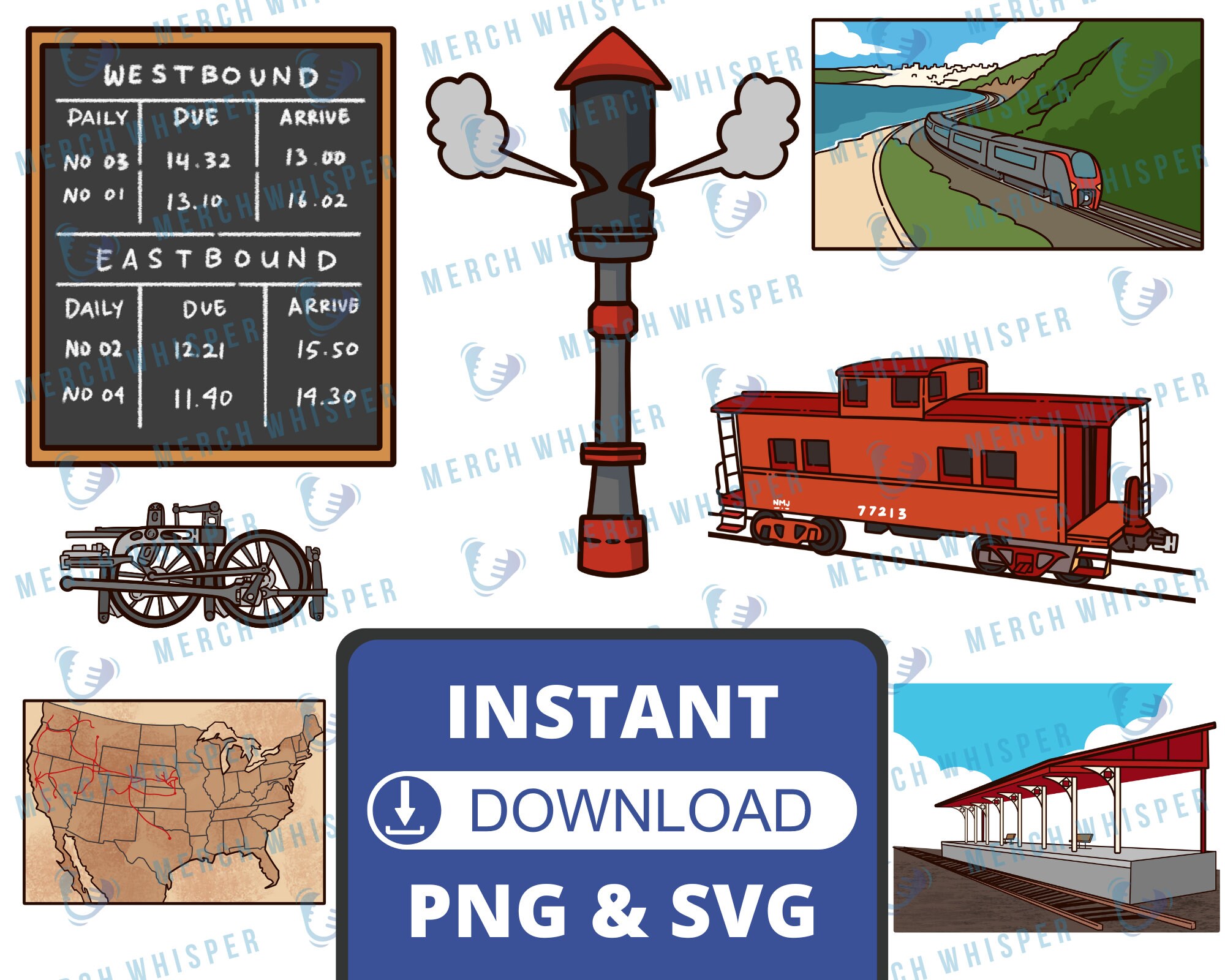 Railroad SVG Bundle for Shirts // Train PNG Sublimation Files ...