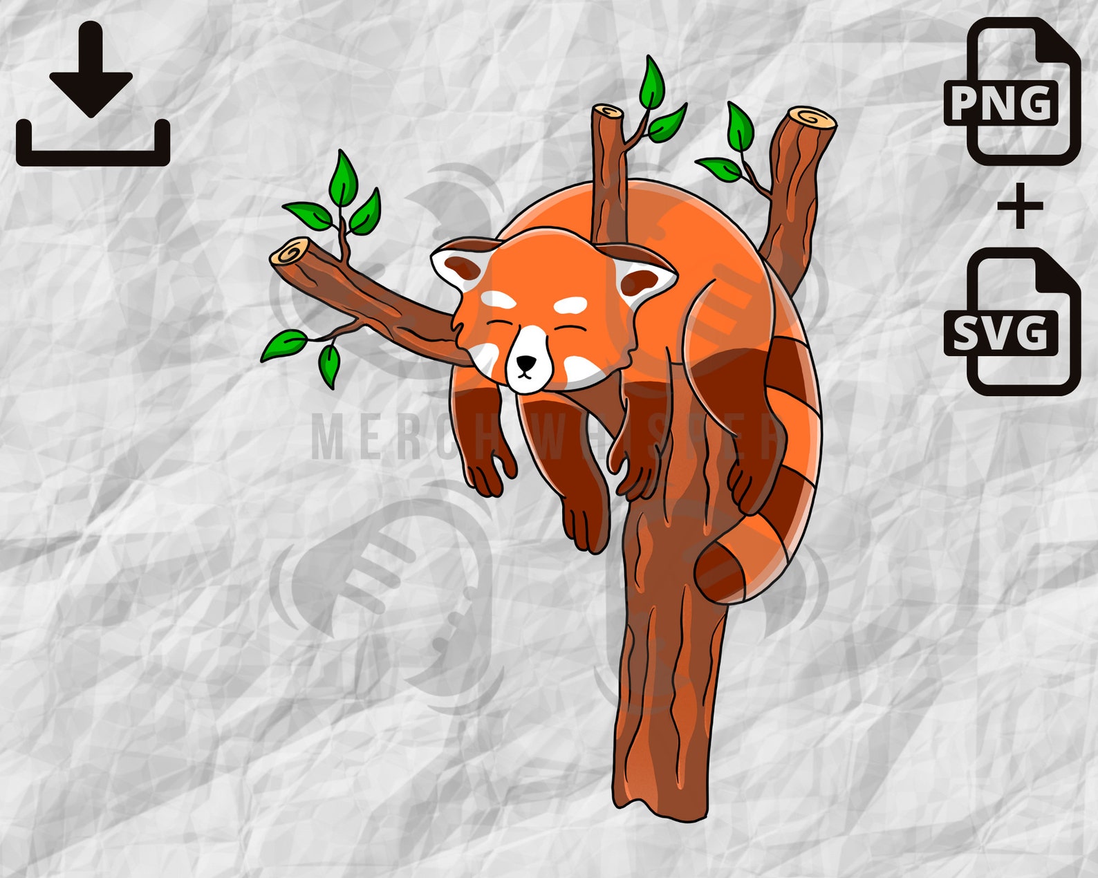 Lazy Red Panda PNG, Sleepy Panda SVG, Kawaii Kids Clipart, Downloadable ...