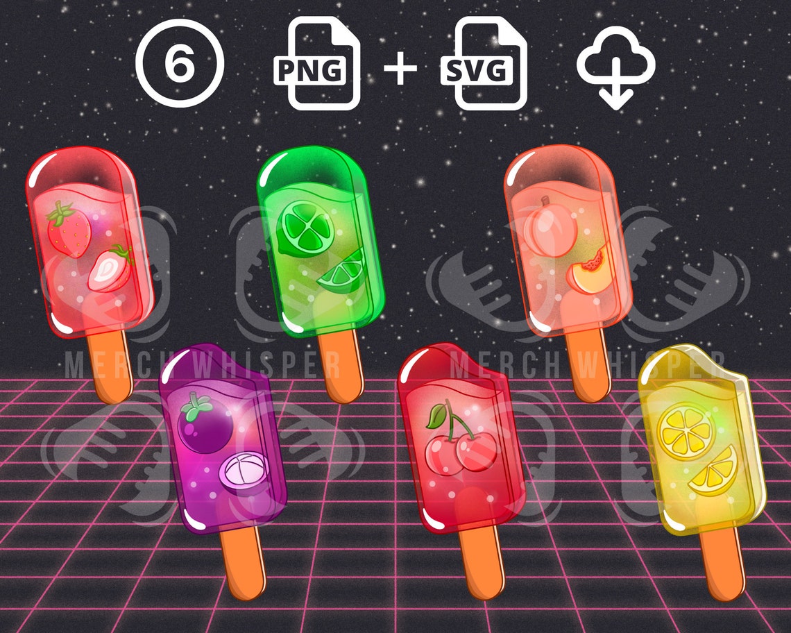 6 Ice Pop SVG Bundle, Summer Ice Cream Clipart PNG, Fruit Popsicle ...