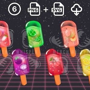 6 Ice Pop SVG Bundle, Summer Ice Cream Clipart PNG, Fruit Popsicle ...