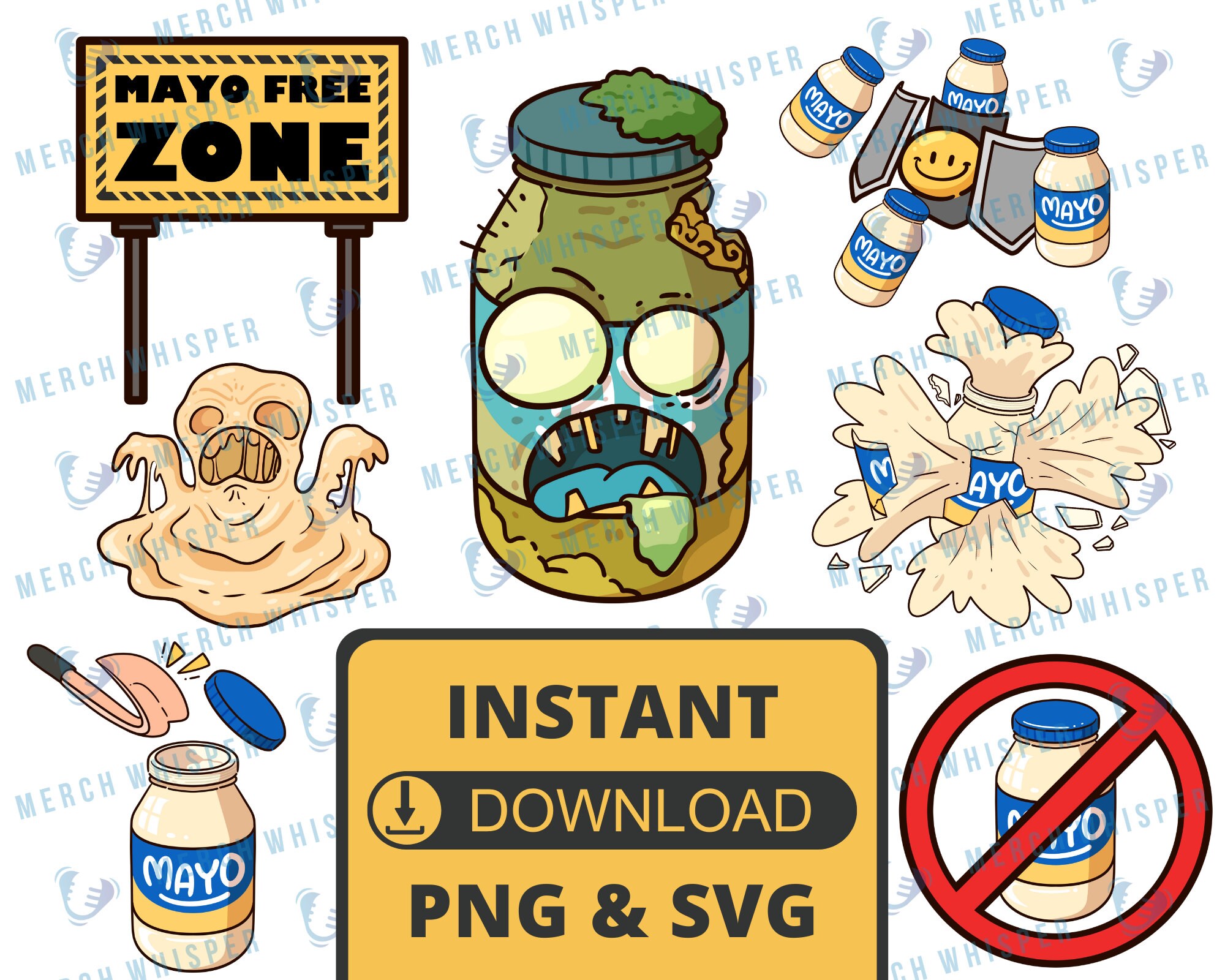 Mayo Hater SVG Bundle for Shirts // Mayonnaise PNG Sublimation Files ...