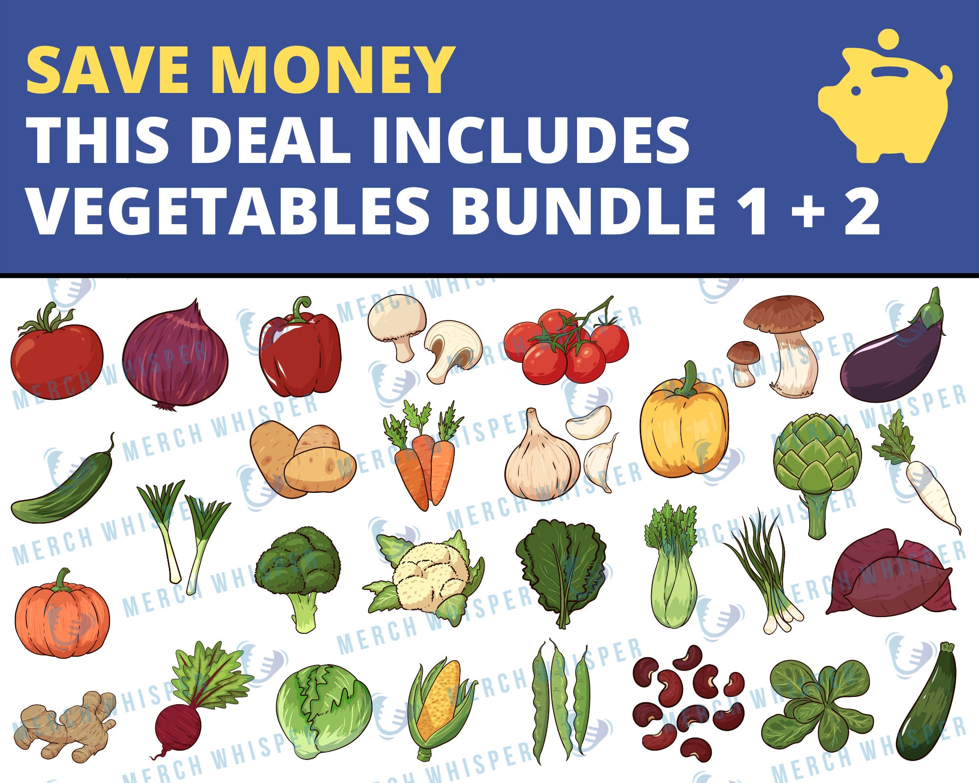 30 Vegetables SVG Color Fruit, Veggie Garden Print, Vegan Sticker Pack ...