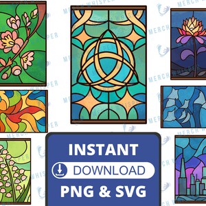 Stained Glass SVG Bundle for Shirts // Glasswork PNG Sublimation Files ...