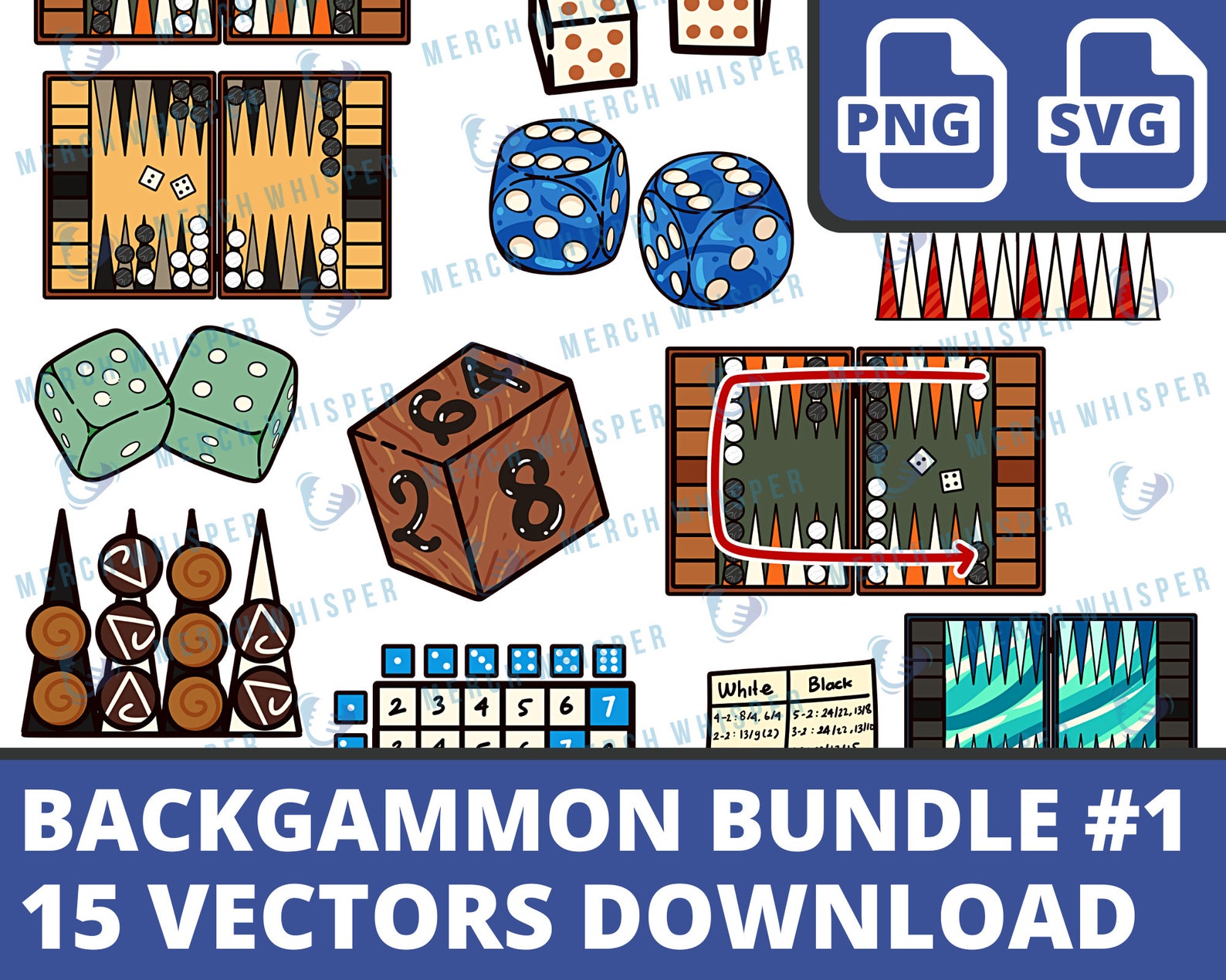 Backgammon SVG Bundle for Shirts // Board Game PNG Sublimation Files ...