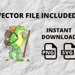 Frog SVG for Cricut, Hiking PNG, Toad Clip Art, Downloadable Prints ...