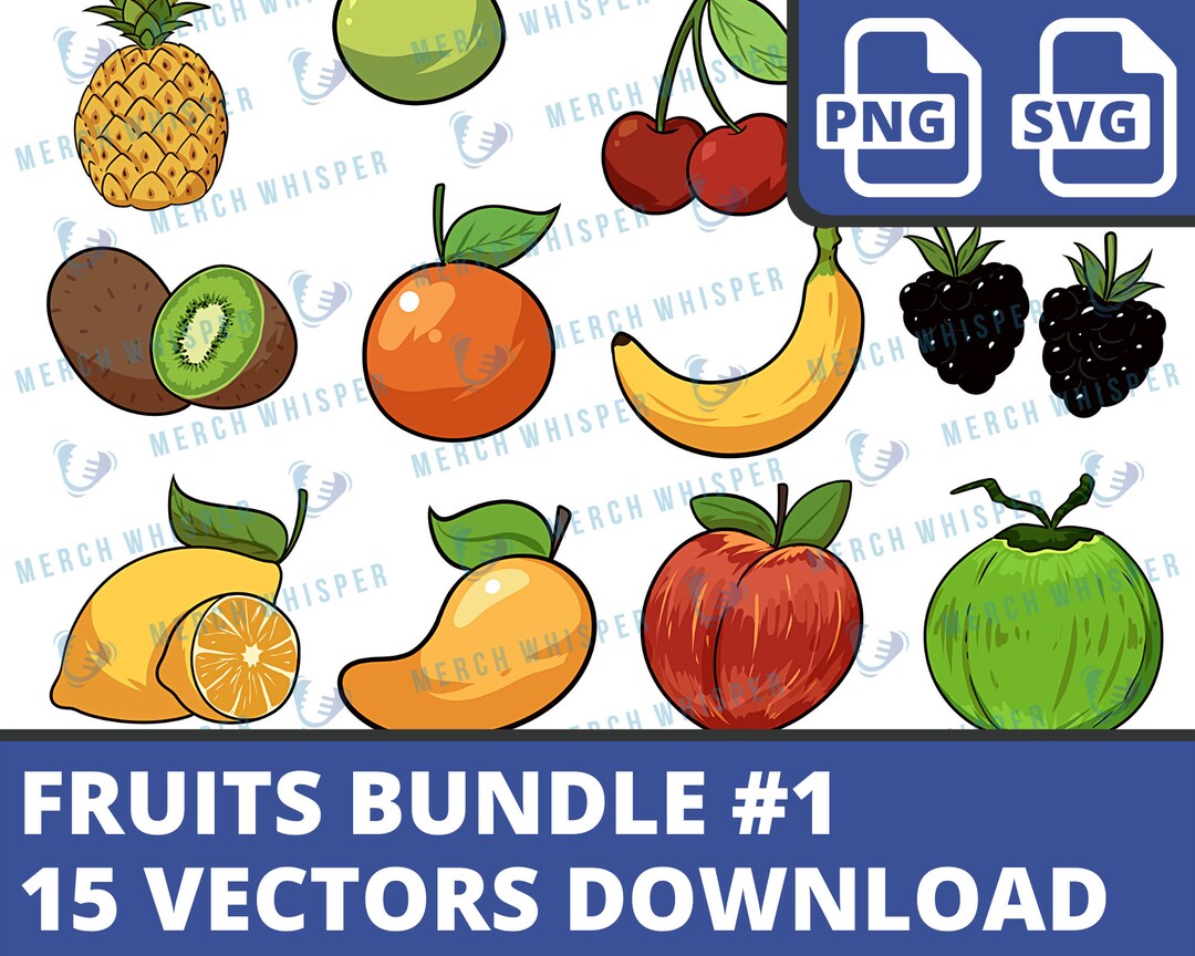 15 Fruit SVG Bundle, Pineapple Sublimation Download, Grapes Embroidery ...
