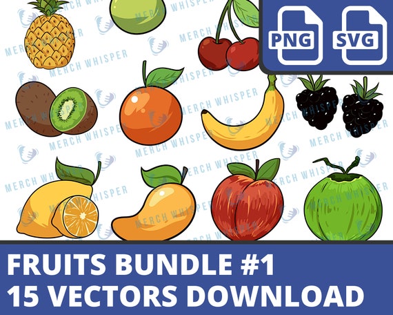 15 Fruit SVG Bundle Pineapple Sublimation Download Grapes - Etsy