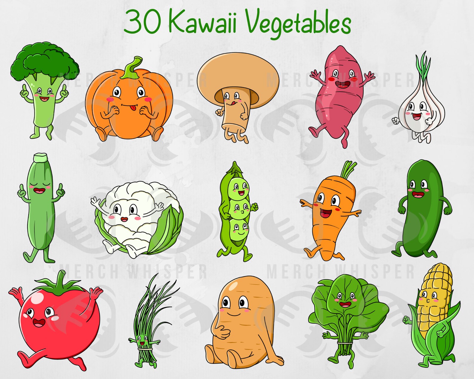 Kawaii Vegetables SVG Bundle for Shirts // Cute Vegan PNG Sublimation ...