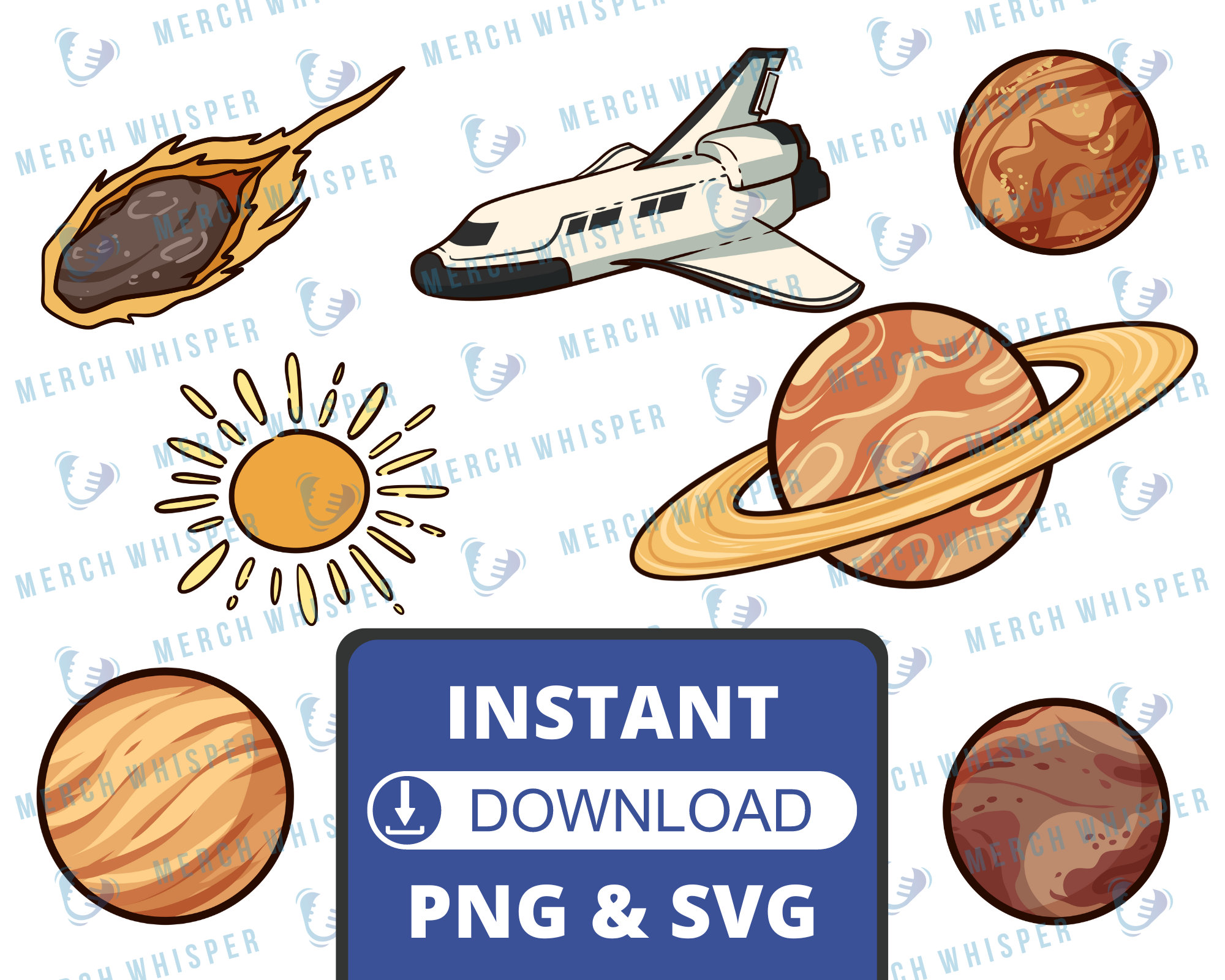 15 Planets SVG Bundle, Space PNG Clipart Commercial Use, Astronomy ...