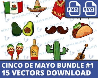 Fiesta Clipart Set Cute Graphics of Mexican Party and Cinco De Mayo ...
