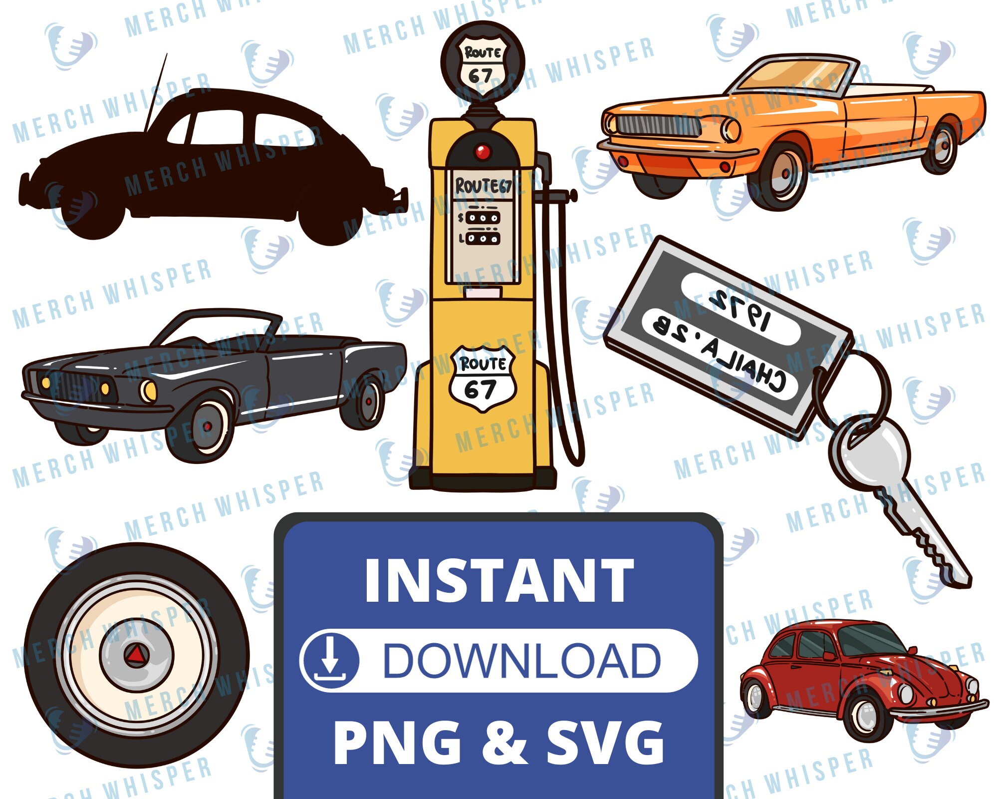 Vintage Cars SVG Bundle for Shirts // Oldtimer PNG Sublimation Files ...