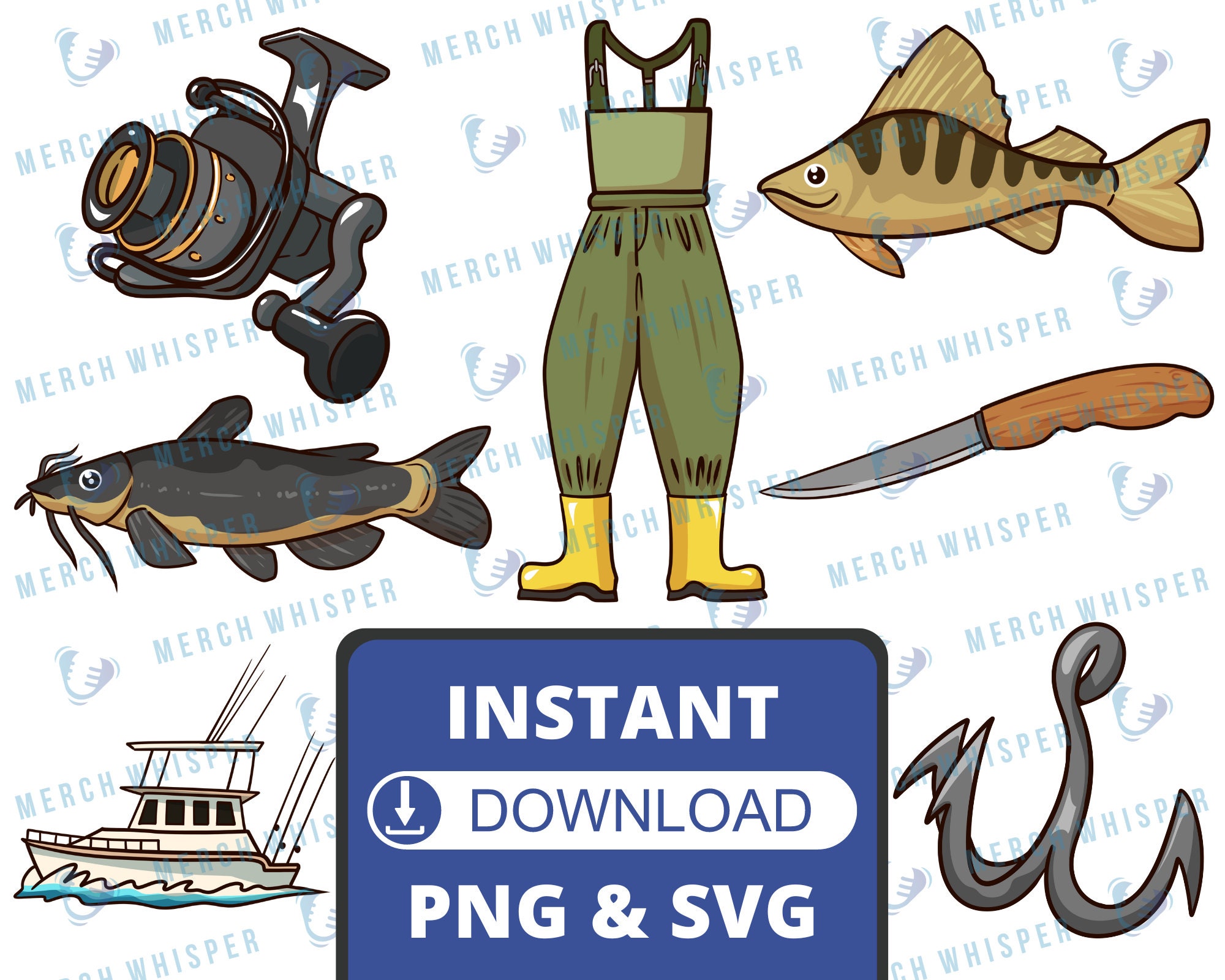 Fishing SVG Bundle for T-shirt Designs // Angler PNG for Sublimation ...