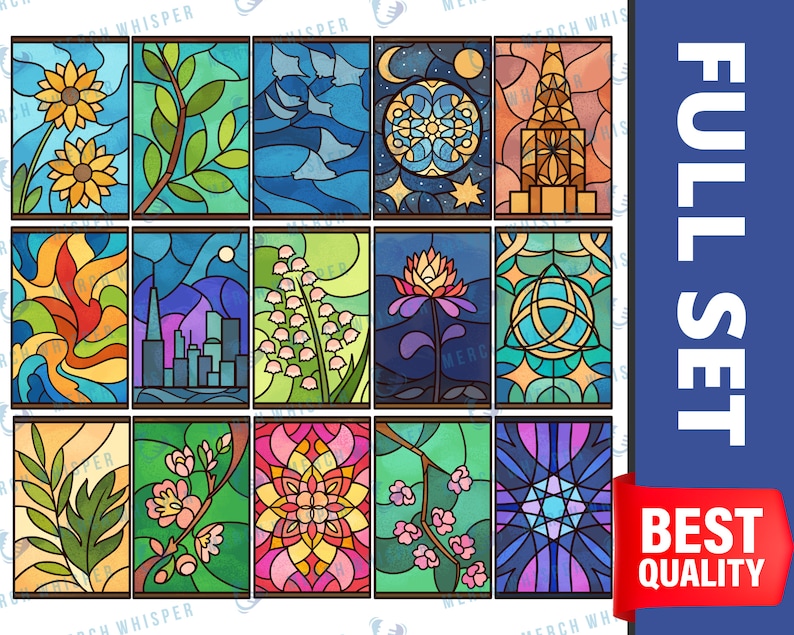 Stained Glass SVG Bundle for Shirts // Glasswork PNG Sublimation Files ...