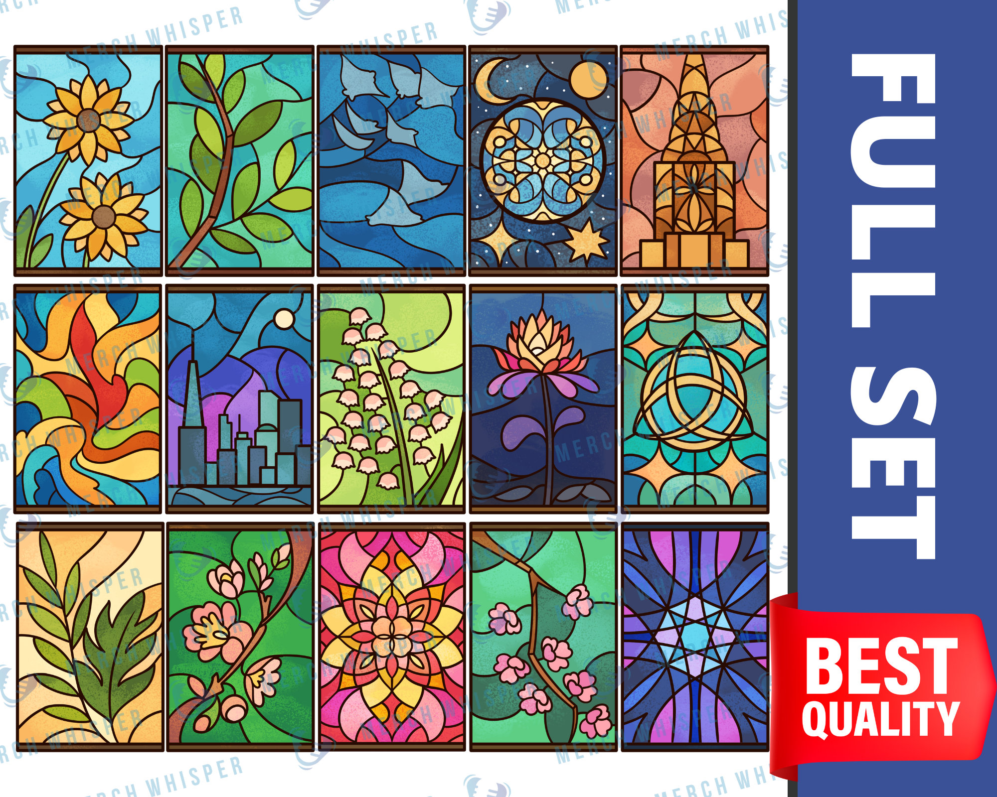 Stained Glass SVG Bundle for Shirts // Glasswork PNG Sublimation Files ...