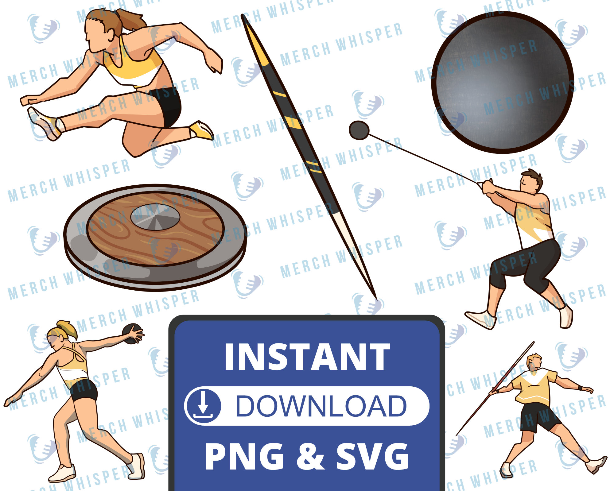 Track & Field SVG Bundle for Shirts // Shot Put PNG Sublimation Files // Athletics Clipart ...