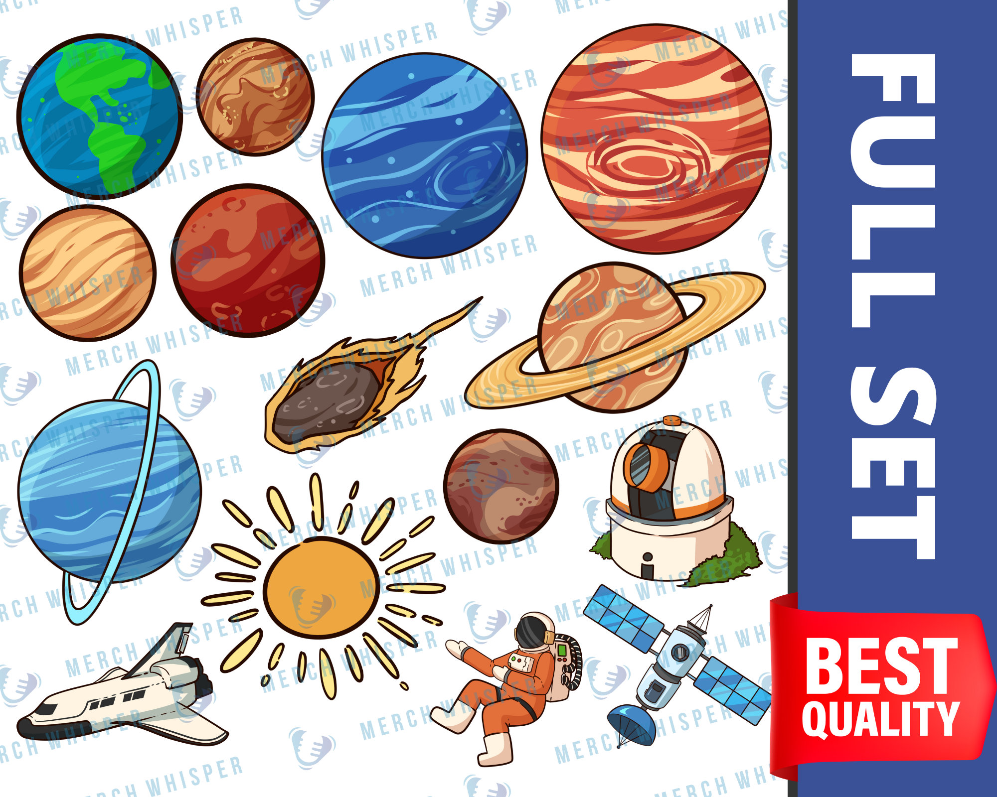 15 Planets SVG Bundle, Space PNG Clipart Commercial Use, Astronomy ...