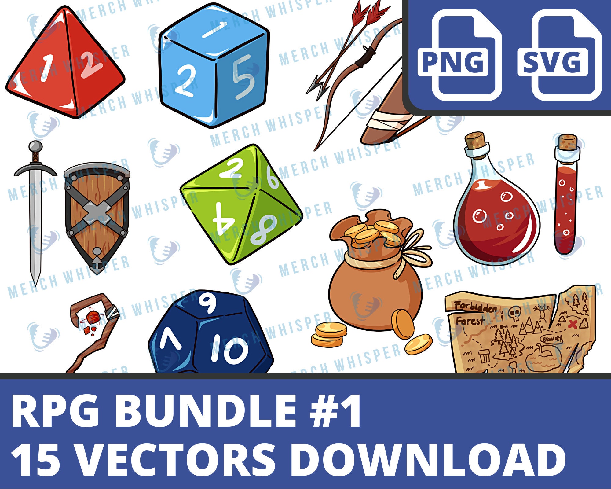 15 Roleplay Game SVG Bundle, RPG Dice Set PNG, Tabletop Gaming Clipart ...