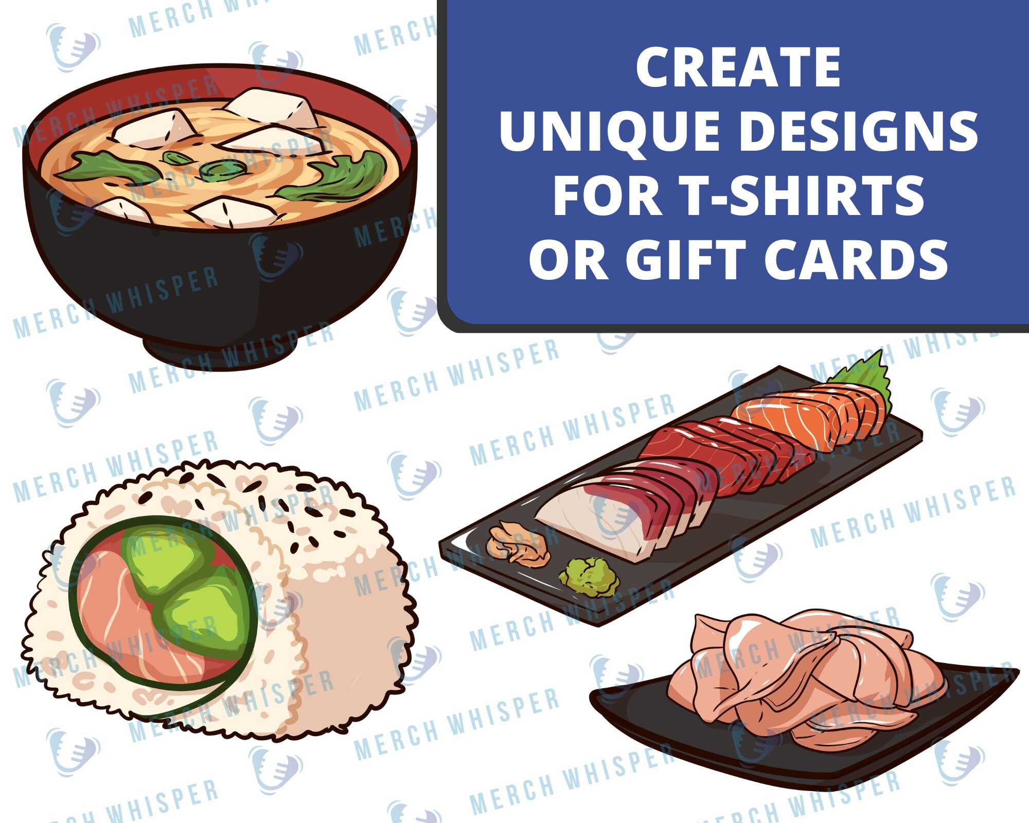 15 Sushi SVG Bundle for Print on Demand, Japanese Food Clipart, Asian ...