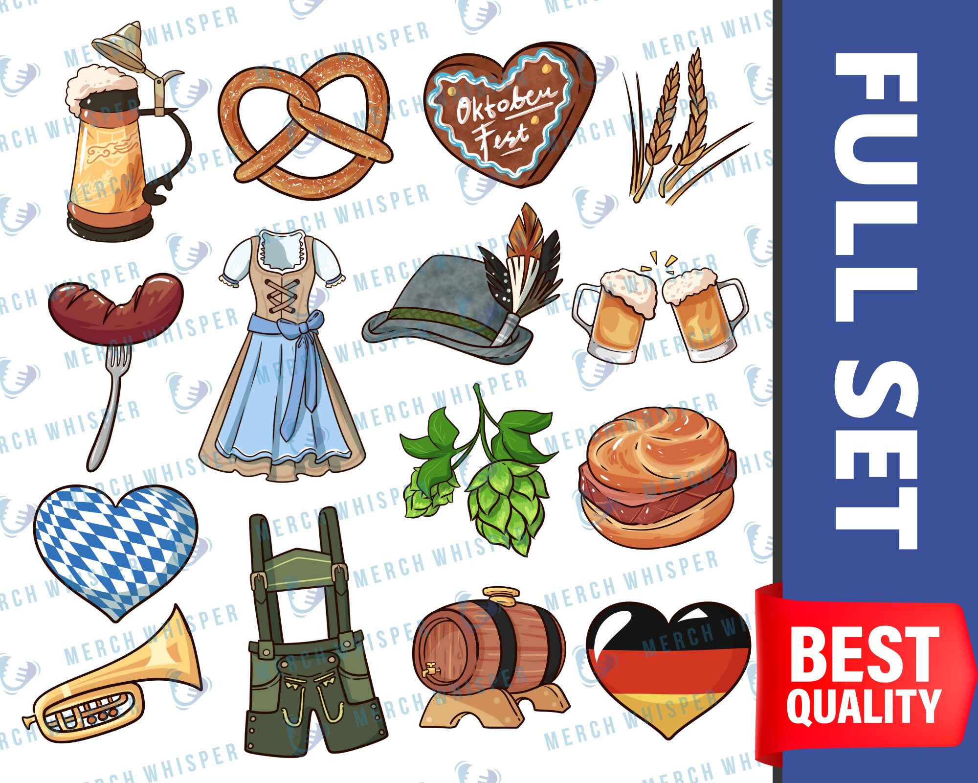 15 German Oktoberfest Clipart Bundle, Octoberfest SVG, Bavarian Dirndl ...