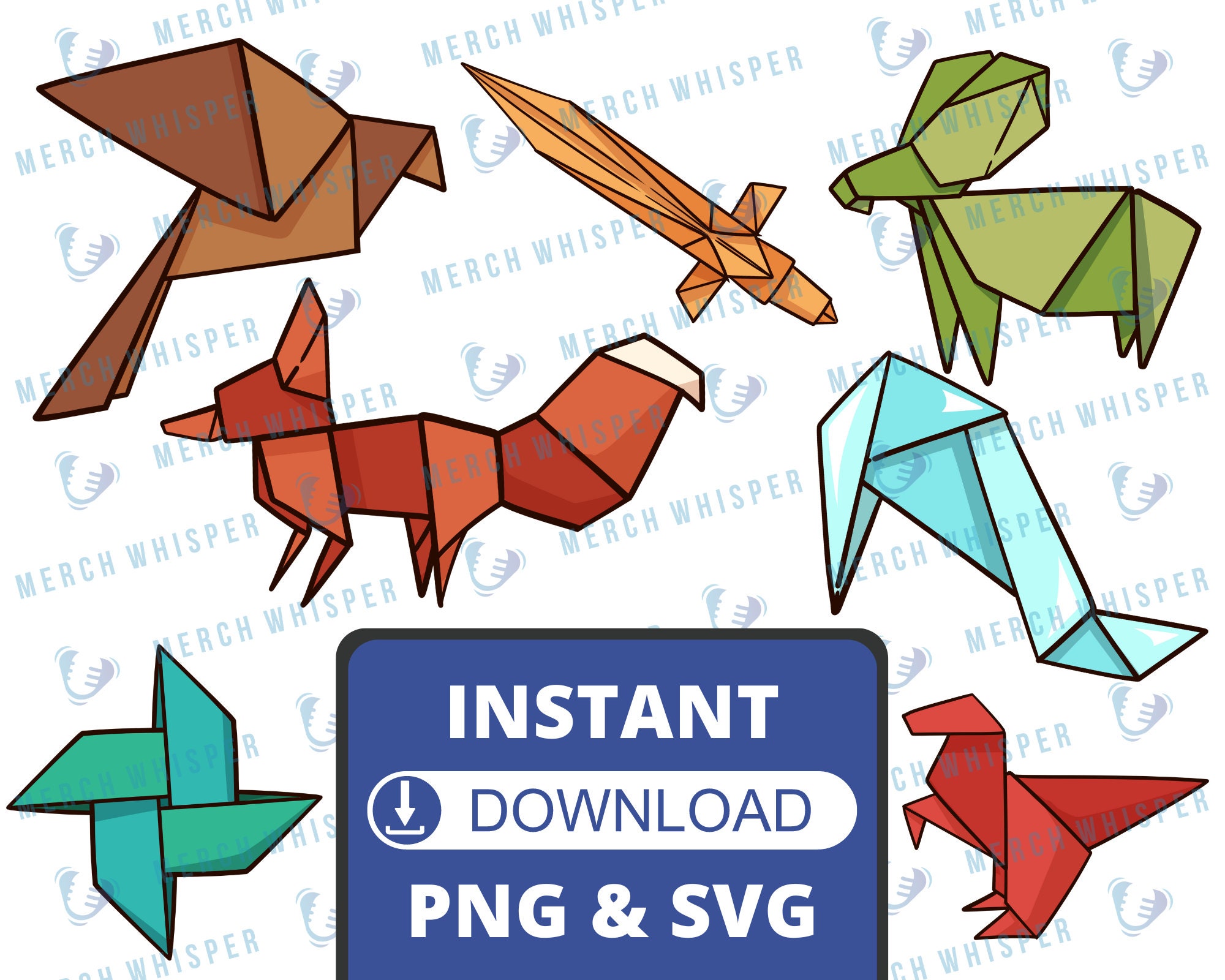 Origami SVG Bundle for Shirts // Paper Folding PNG Sublimation Files ...