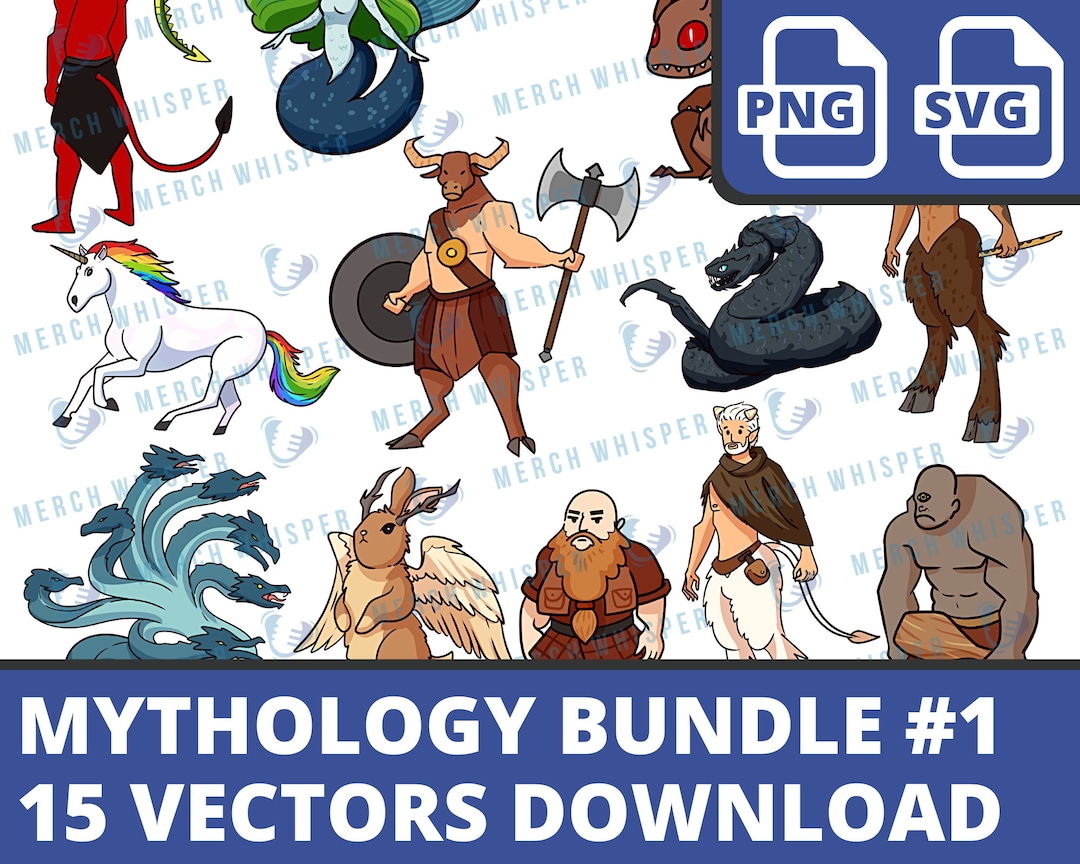 Mythology SVG Bundle for Shirts // Mystical Creatures PNG Sublimation ...
