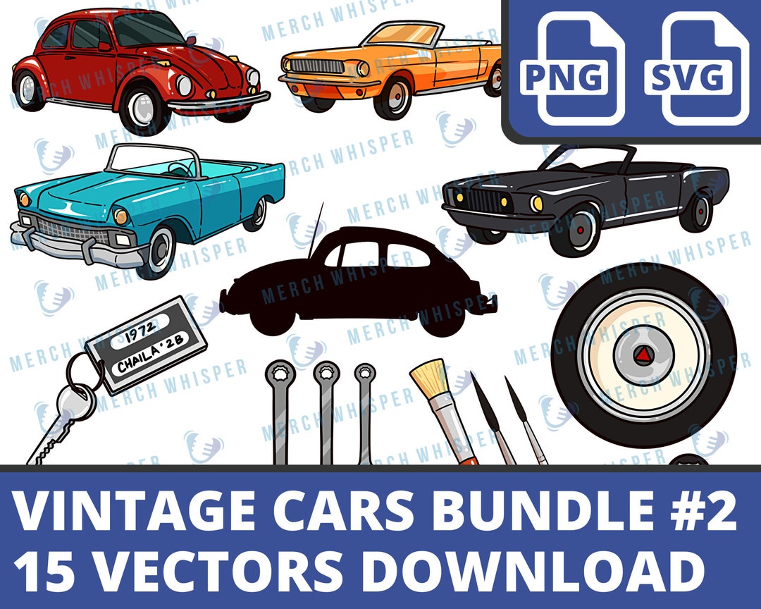 Vintage Cars SVG Bundle for Shirts // Oldtimer PNG Sublimation Files ...
