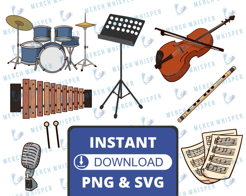 30 Instruments SVG, Vector Bundle, Music PNG Designs, Printable ...