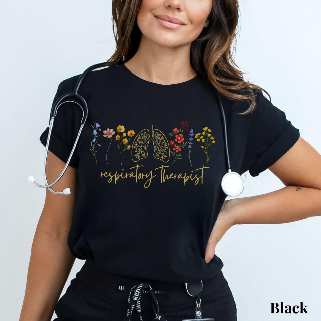 Respiratory Therapist Shirt for Work, Floral RT Tshirt, Respiratory ...
