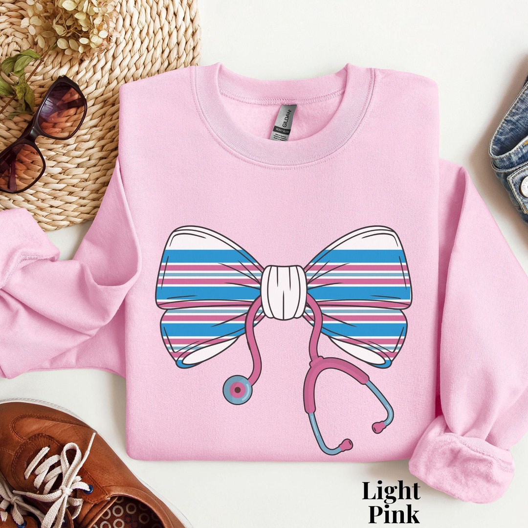 Labor and Delivery Nurse Sweatshirt, Ob Nurse Stethoscope Bow Crewneck ...