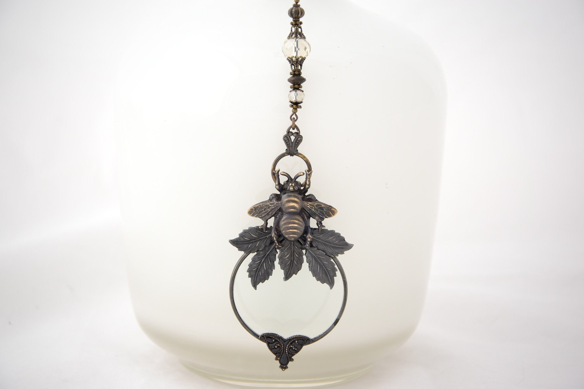 Magnifying Glass Pendant Necklace, Gothic Steampunk Hand Oxidized Brass ...