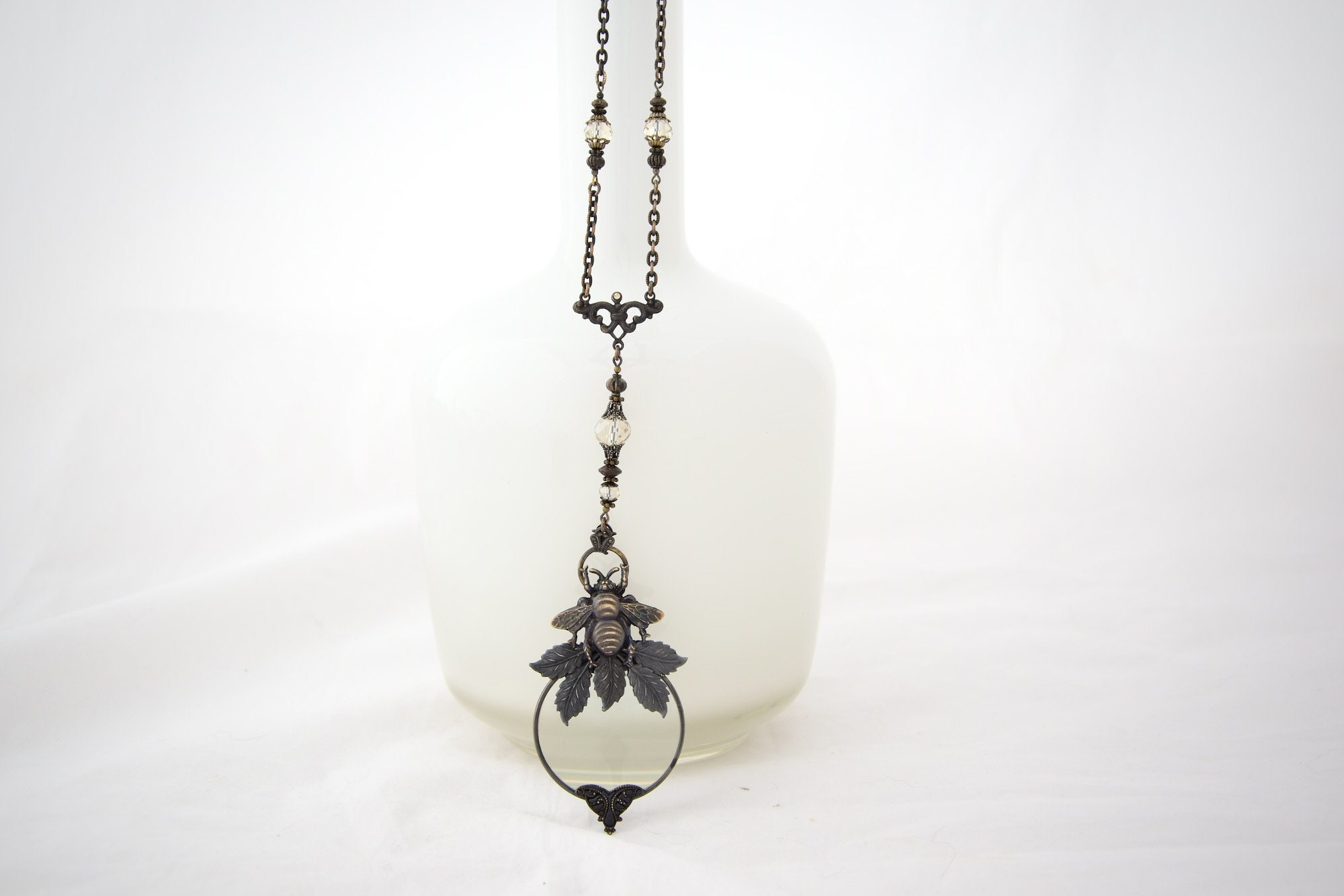 Magnifying Glass Pendant Necklace, Gothic Steampunk Hand Oxidized Brass ...