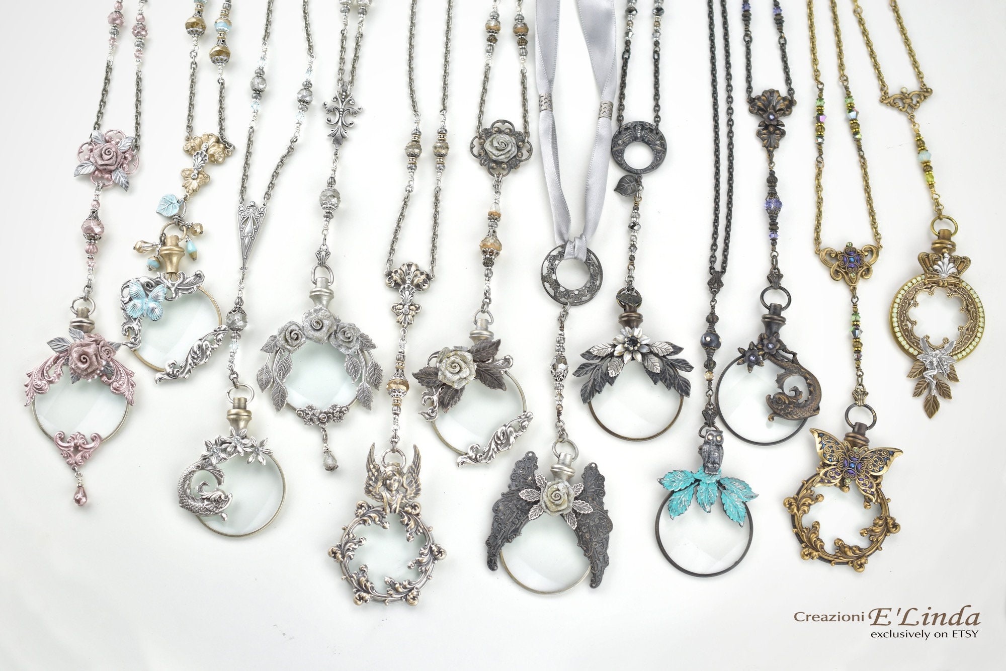 Magnifying Glass Pendant Necklace, Gothic Steampunk Hand Oxidized Brass ...