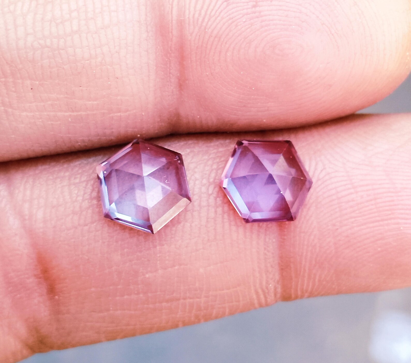 Lab Grown Alexandrite Gemstone: Hexagon Faceted Cut Color Change Stone ...