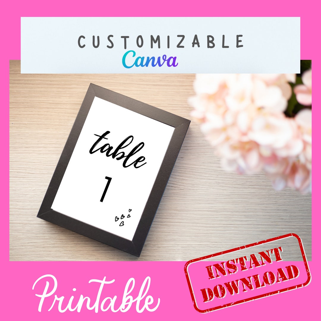 Classic Table Number Template Elegant Table Number Card - Etsy